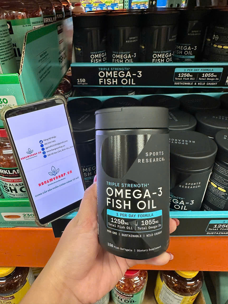 Dầu cá Sports Research Triple Strength Omega 3 Fish Oil, 150 viên của Mỹ