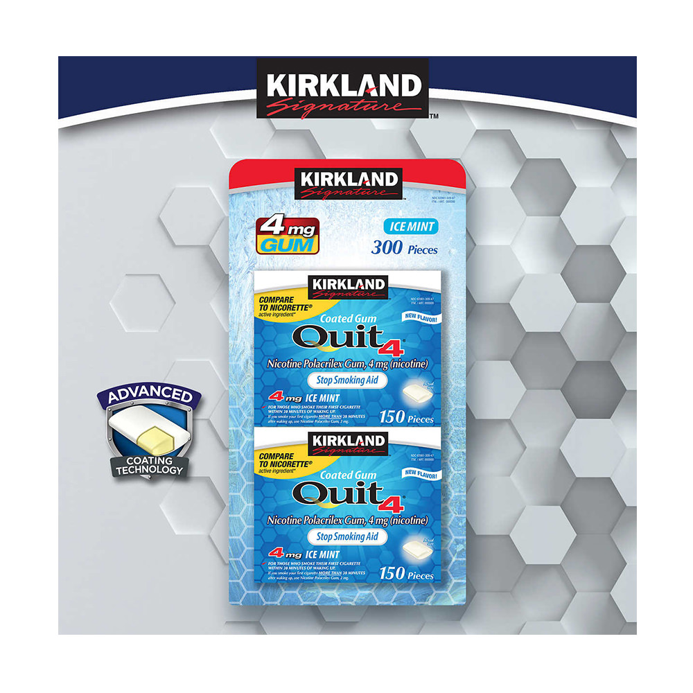 Kẹo cai thuoc la Kirkland Signature Quit 4 Gum Ice Mint 150 viên