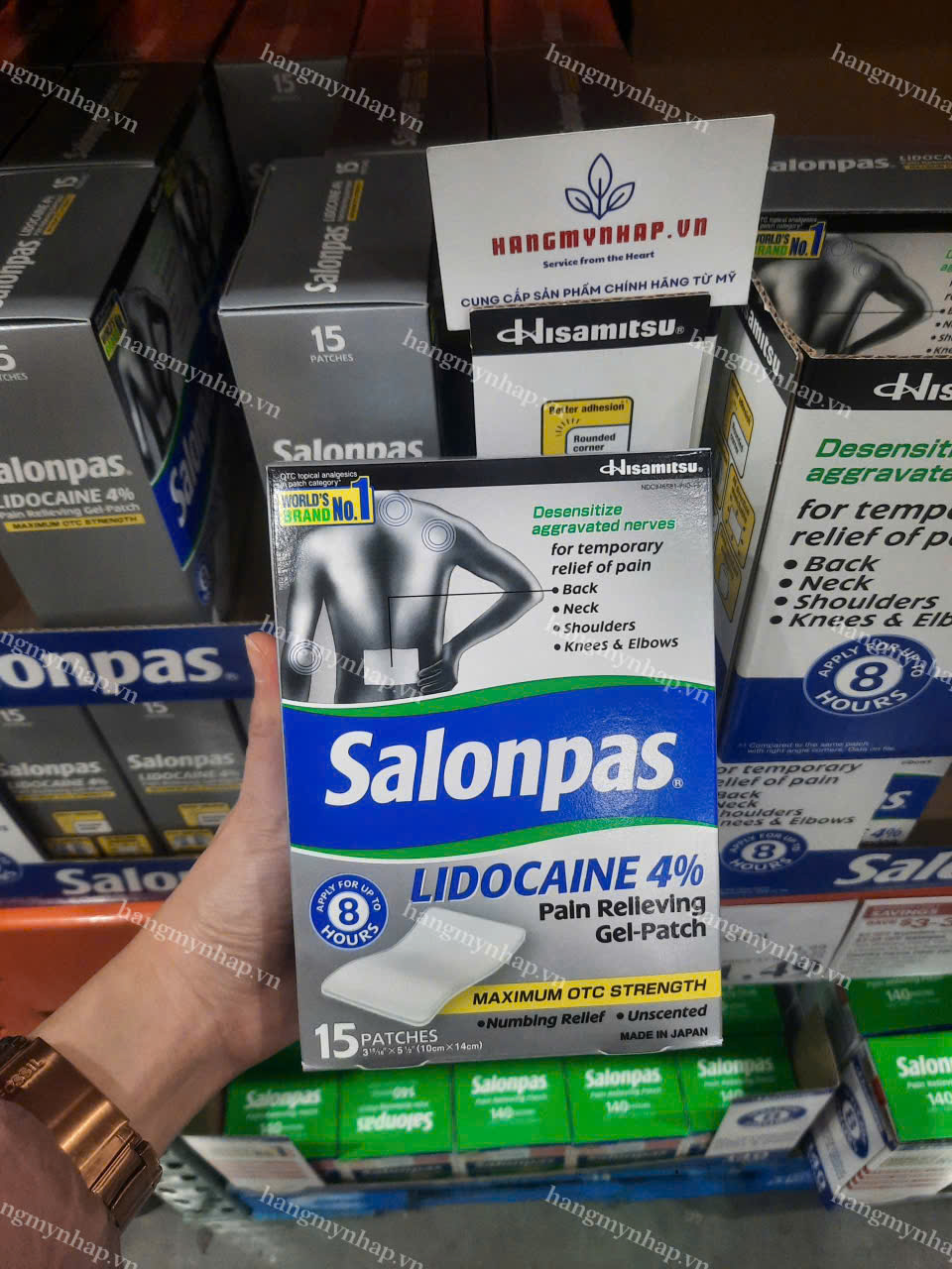 Miếng dán Salonpas LIDOCAINE giảm đau 4% Gel Patch 15 miếng